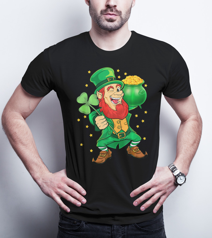 St Patricks Day Leprechauns Pot Of Gold And Shamrock T-Shirt