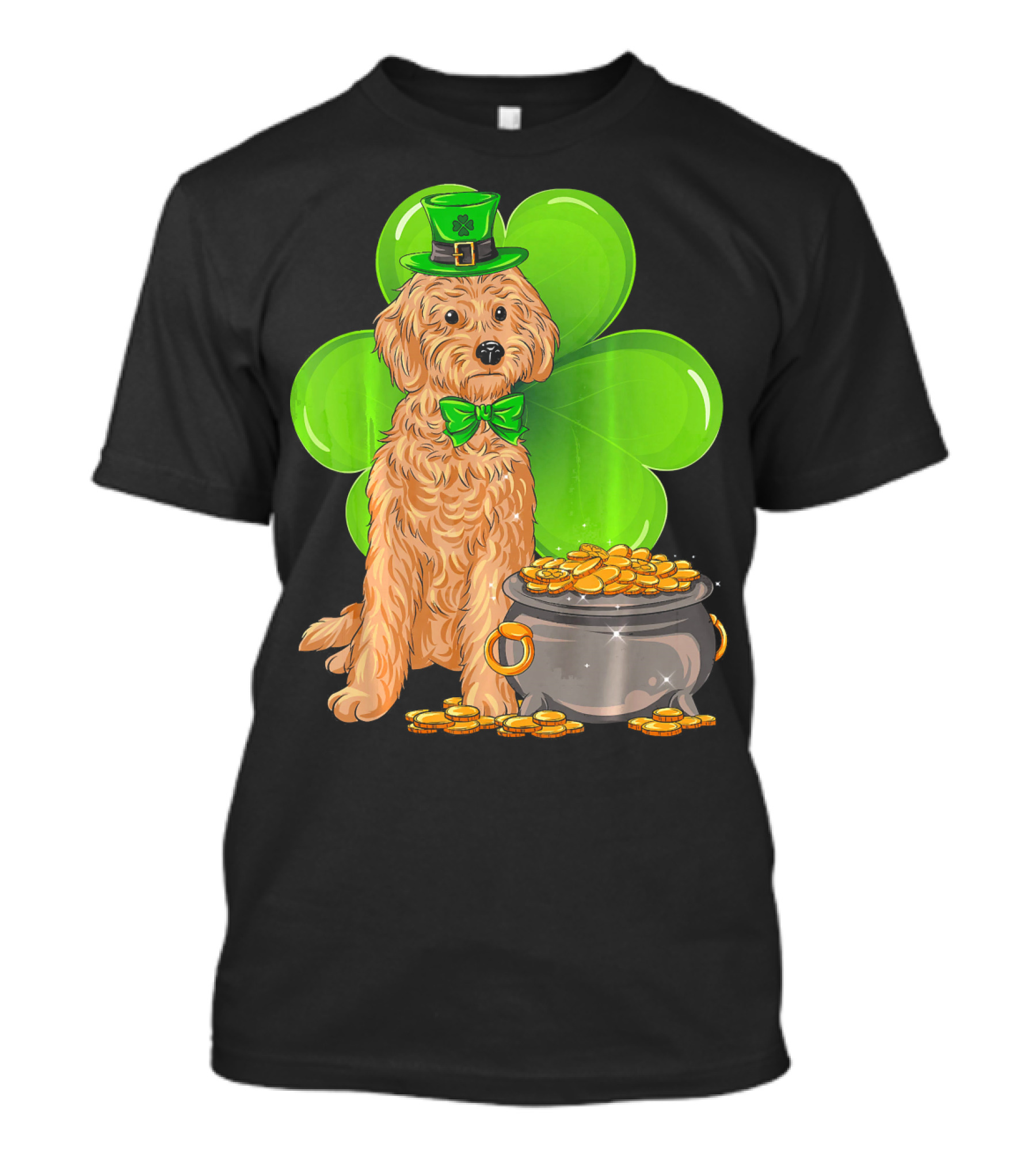 Cockapoo St Patricks Day Leprechaun Dog With Shamrock And Pot Of Gold T-Shirt