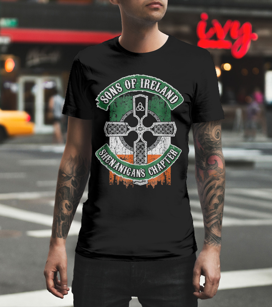 Sons Of Ireland Celtic Cross Flag Shenanigans Chapter T-Shirt