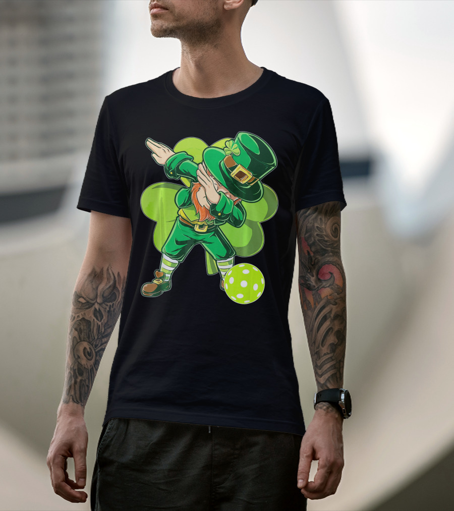 Funny Dabbing Leprechaun Pickleball Sport T-Shirt
