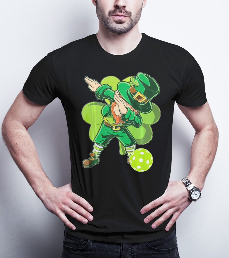 Funny Dabbing Leprechaun Pickleball Sport T-Shirt