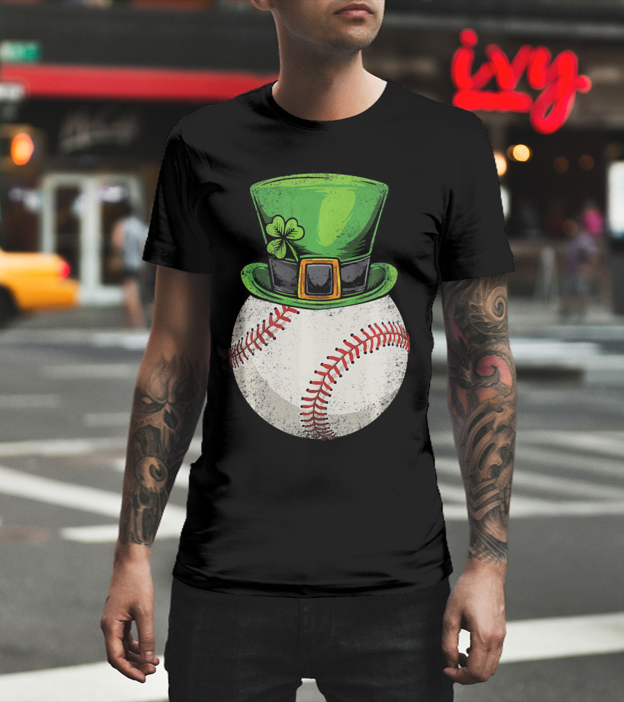 St Patricks Baseball Leprechaun Shamrock Hat T-Shirt