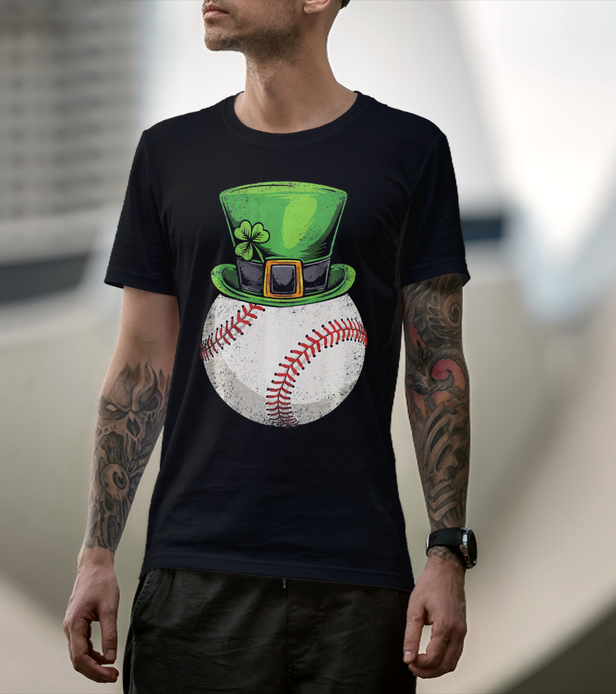 St Patricks Baseball Leprechaun Shamrock Hat T-Shirt