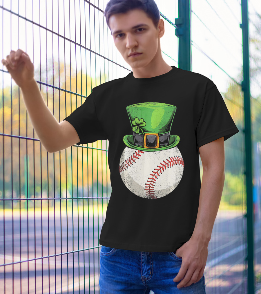 St Patricks Baseball Leprechaun Shamrock Hat T-Shirt
