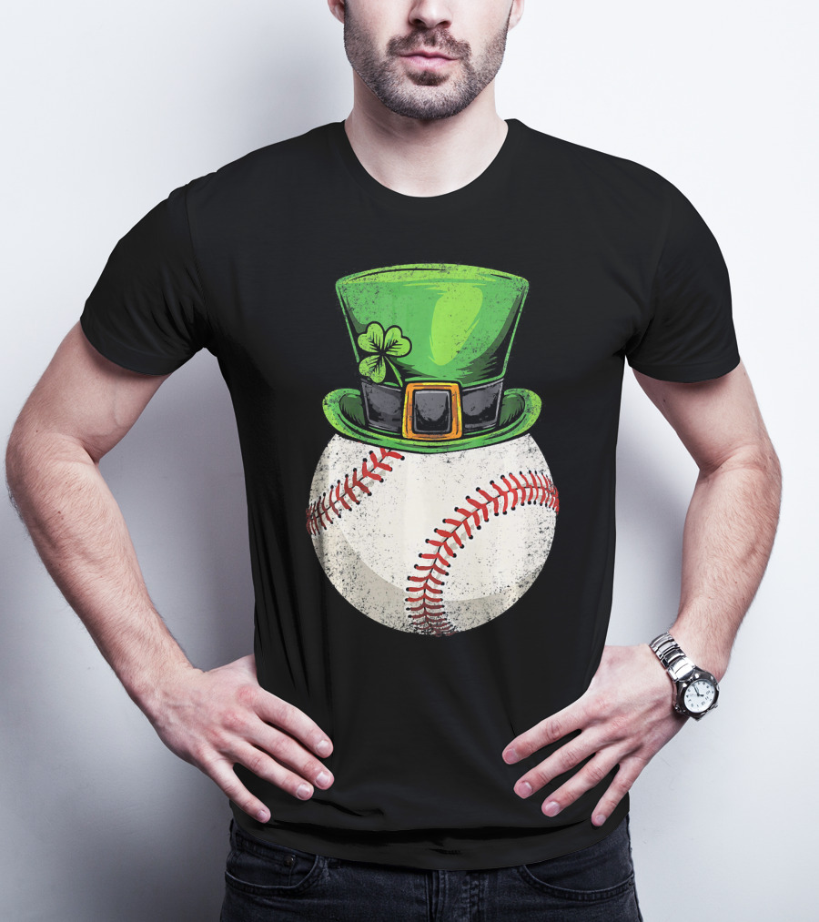 St Patricks Baseball Leprechaun Shamrock Hat T-Shirt