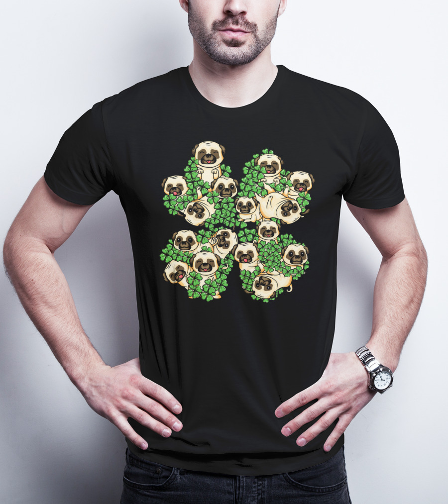 Pug St. Patricks Day Irish Pug Shamrock Clover Pugs T-Shirt