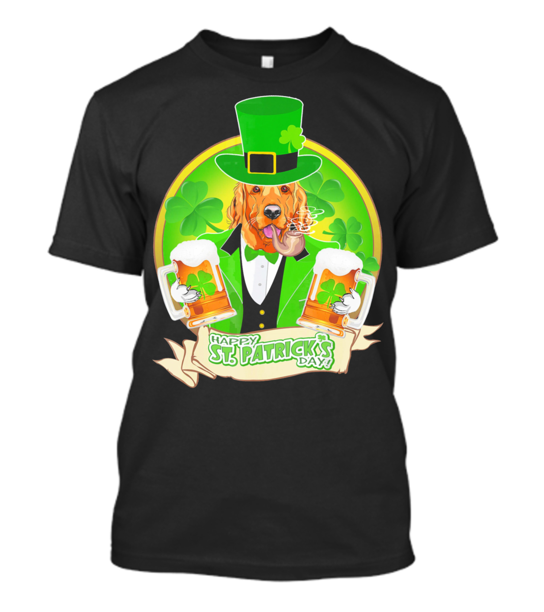 Happy St. Patrick's Day Golden Retriever Beer Fest T-Shirt