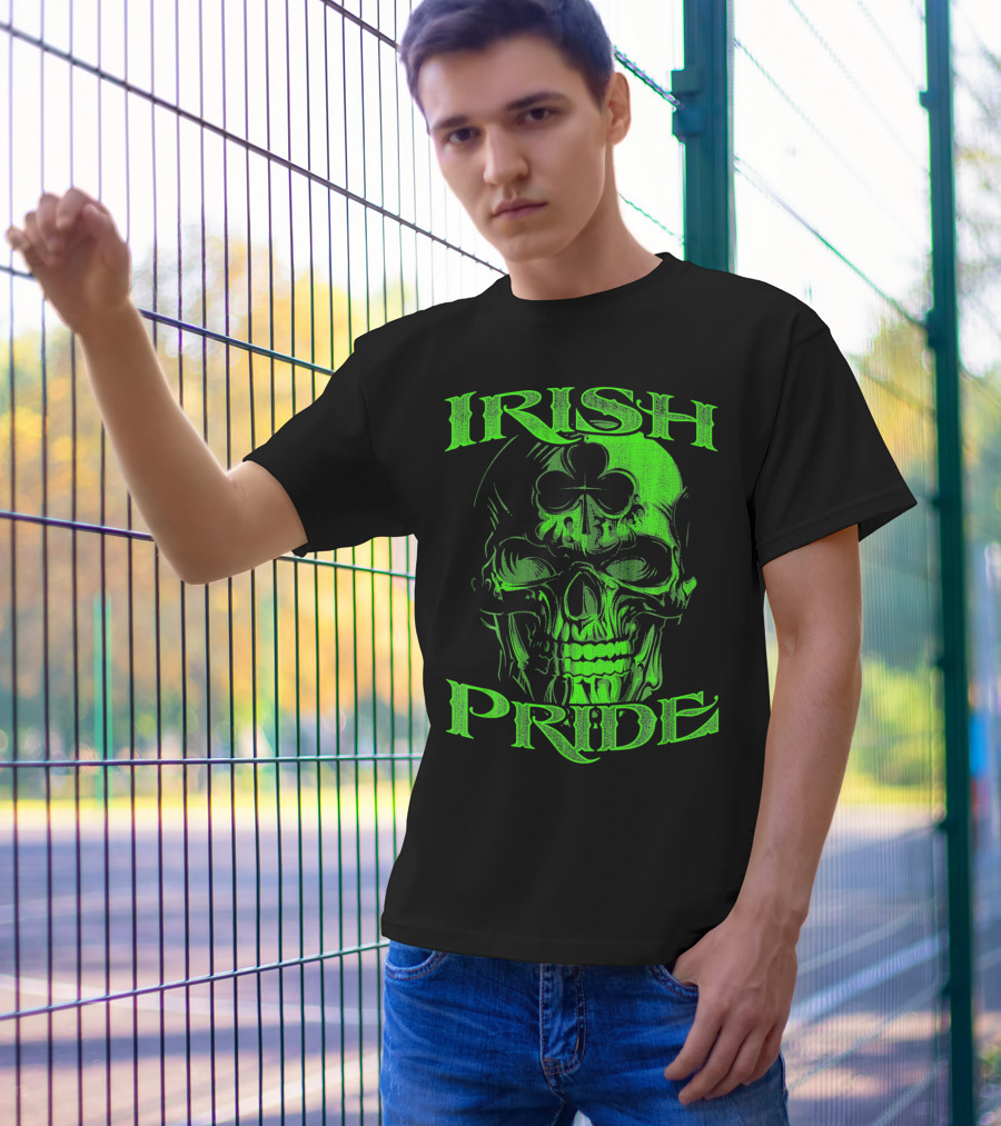 Irish Pride Shamrock Skull T-Shirt