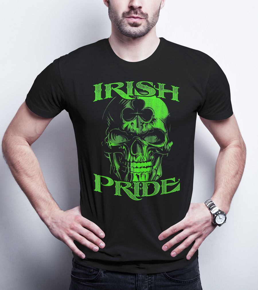 Irish Pride Shamrock Skull T-Shirt