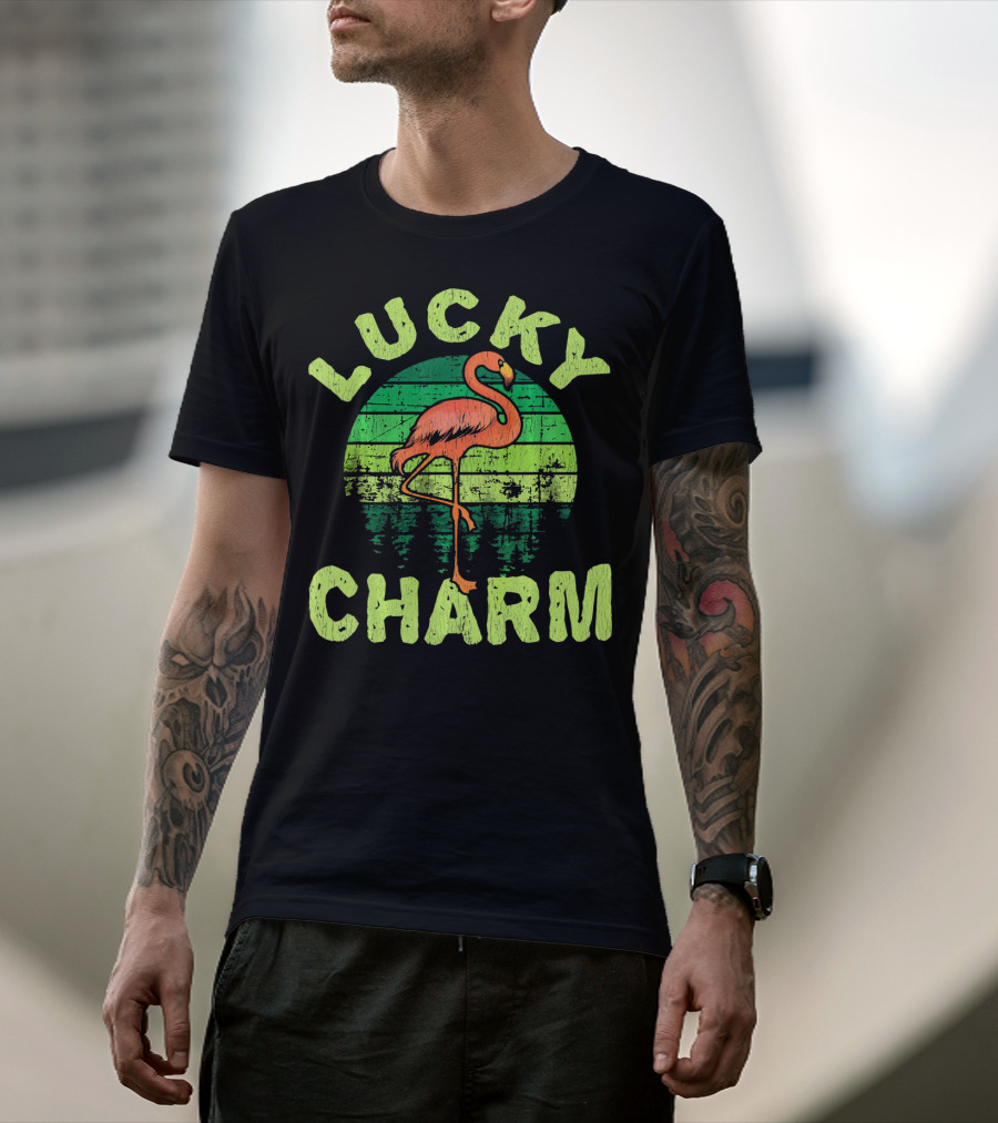 Lucky Charm Flamingo Vintage Bird Lovers T-Shirt