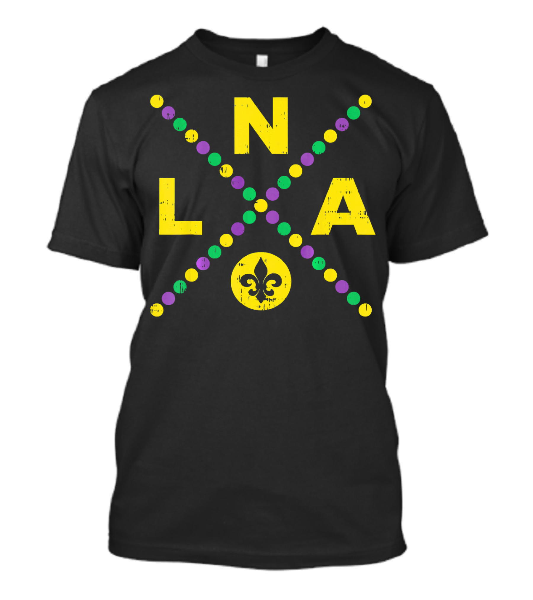 NOLA New Orleans Louisiana Jester Fleur-de-Lis Mardi Gras Colors T-Shirt