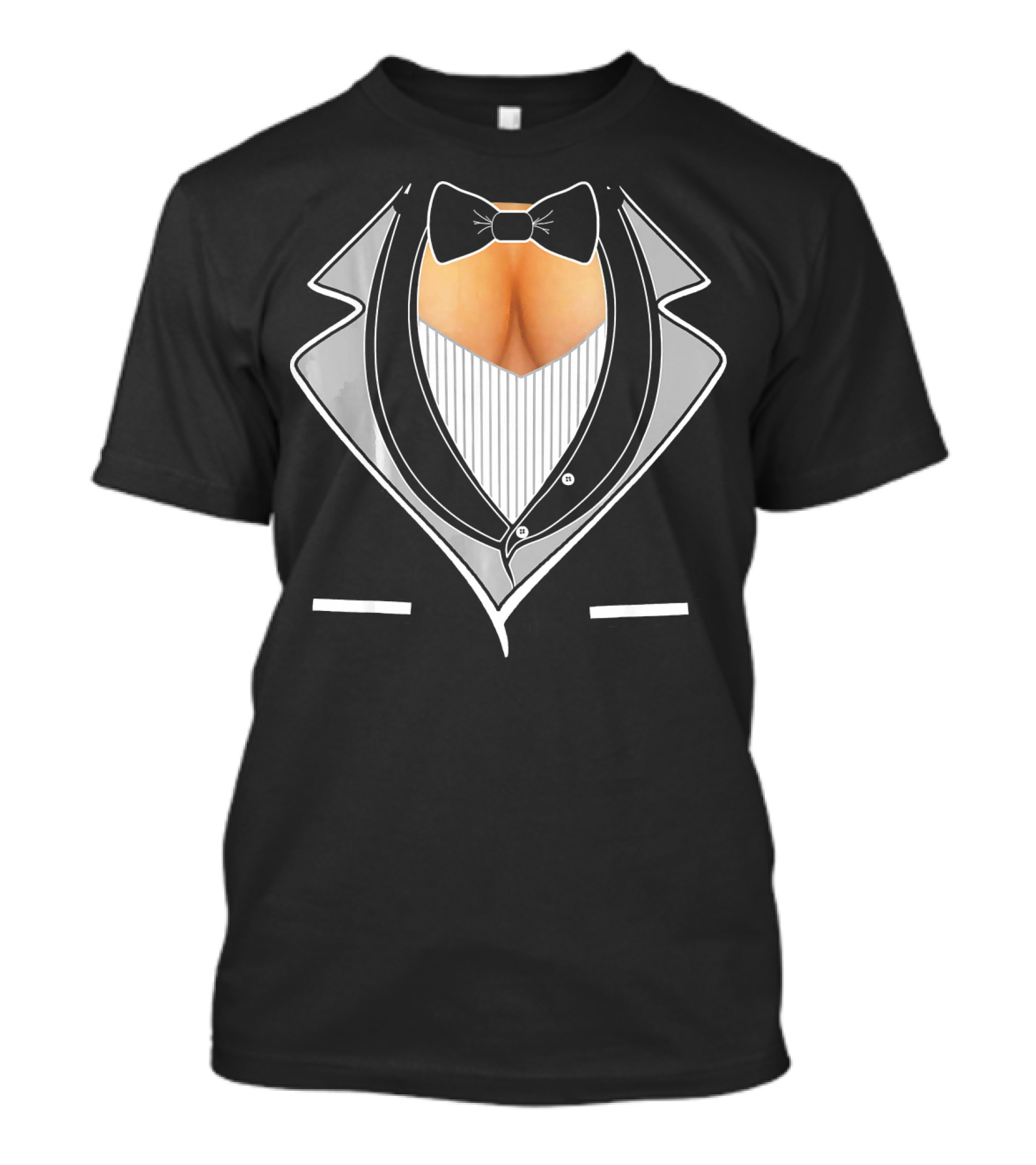 Funny Ladies Cleavage Tuxedo Party Special Bow Tie T-Shirt