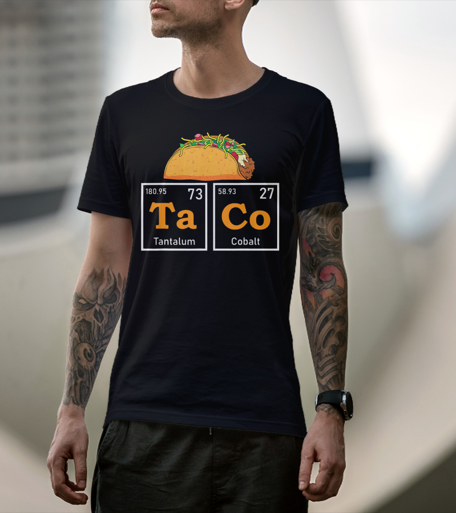 Taco Periodic Table Elements Tantalum Cobalt Funny Mardi T-Shirt
