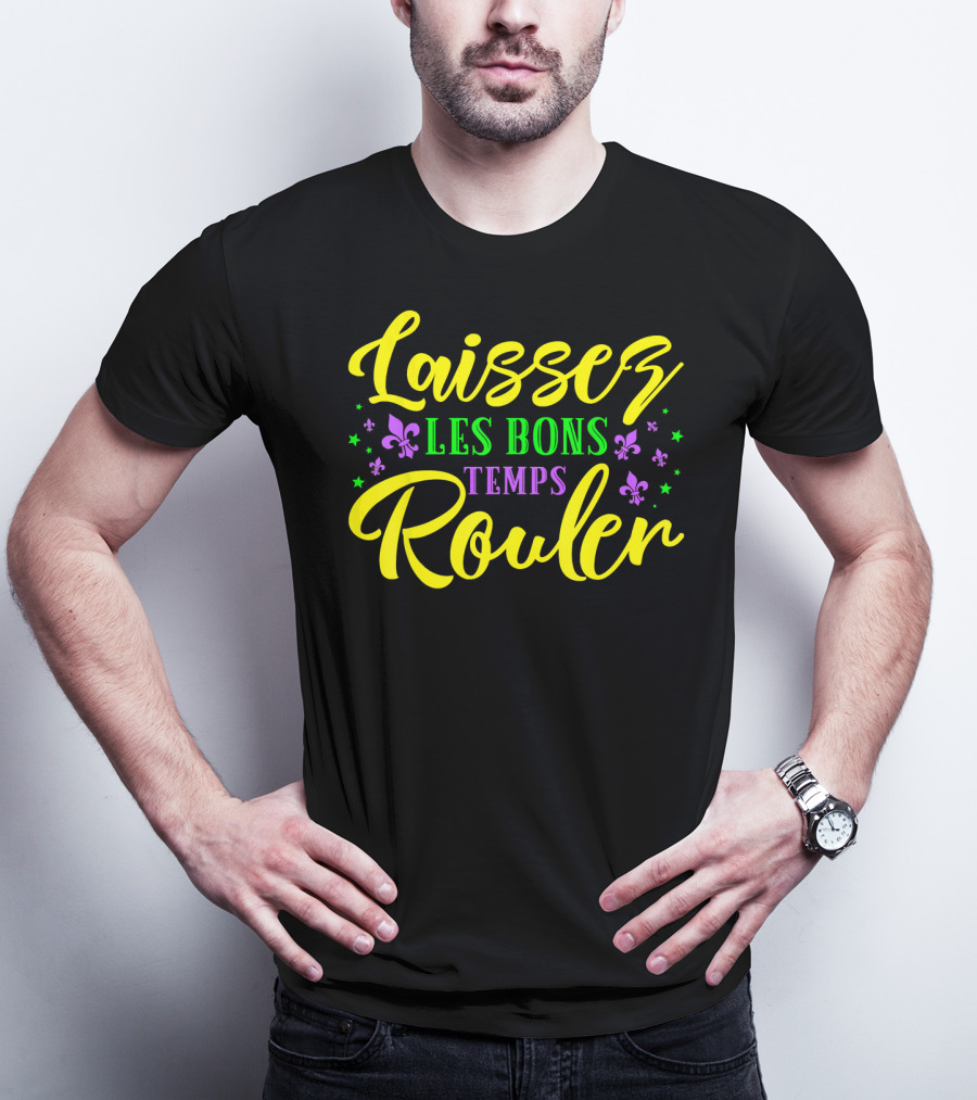 Laissez Les Bons Temps Rouler New Orleans Fleur De Lis Stars T-Shirt