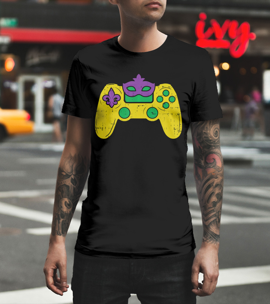 Mardi Gras Video Game Controller Gamer E Sports T-Shirt