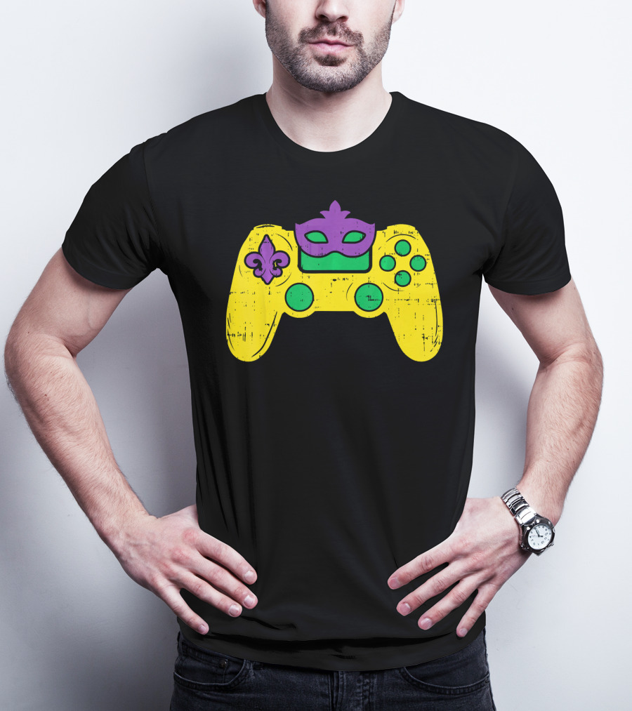 Mardi Gras Video Game Controller Gamer E Sports T-Shirt