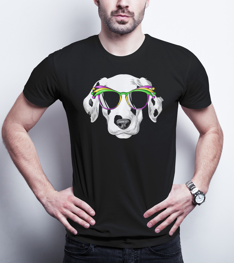Dalmatian Mardi Gras Carnival Mask Dalma Glasses T-Shirt