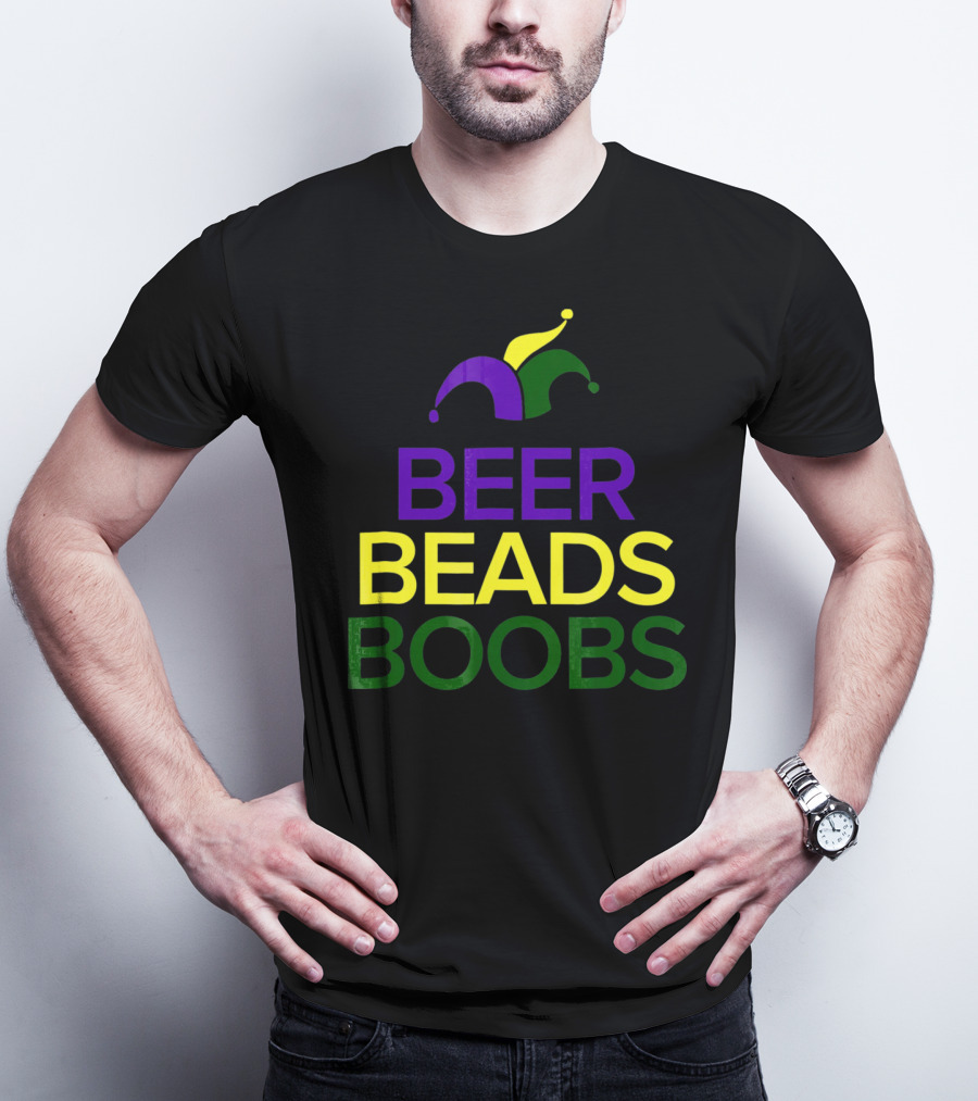 BEER BEADS BOOBS MARDI GRAS JESTER HAT T-Shirt