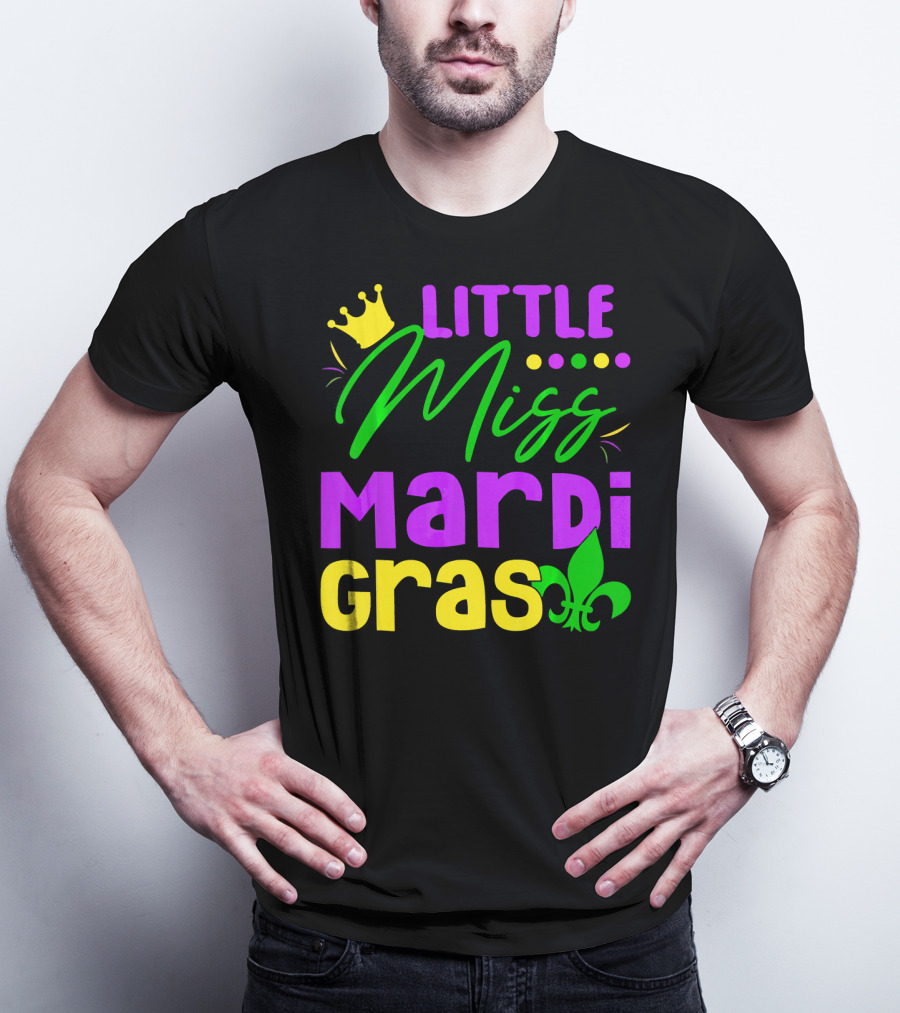 Little Miss Mardi Gras Fleur-de-Lis Crown Carnival T-Shirt