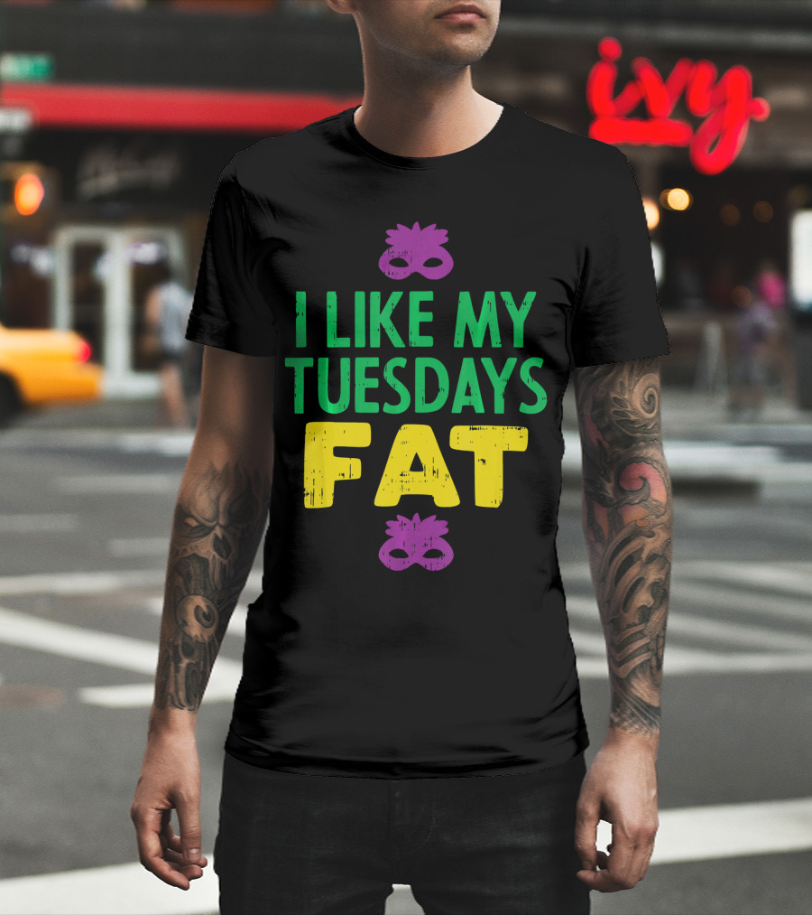 I Like My Tuesdays Fat Mardi Gras Jester Mask T-Shirt