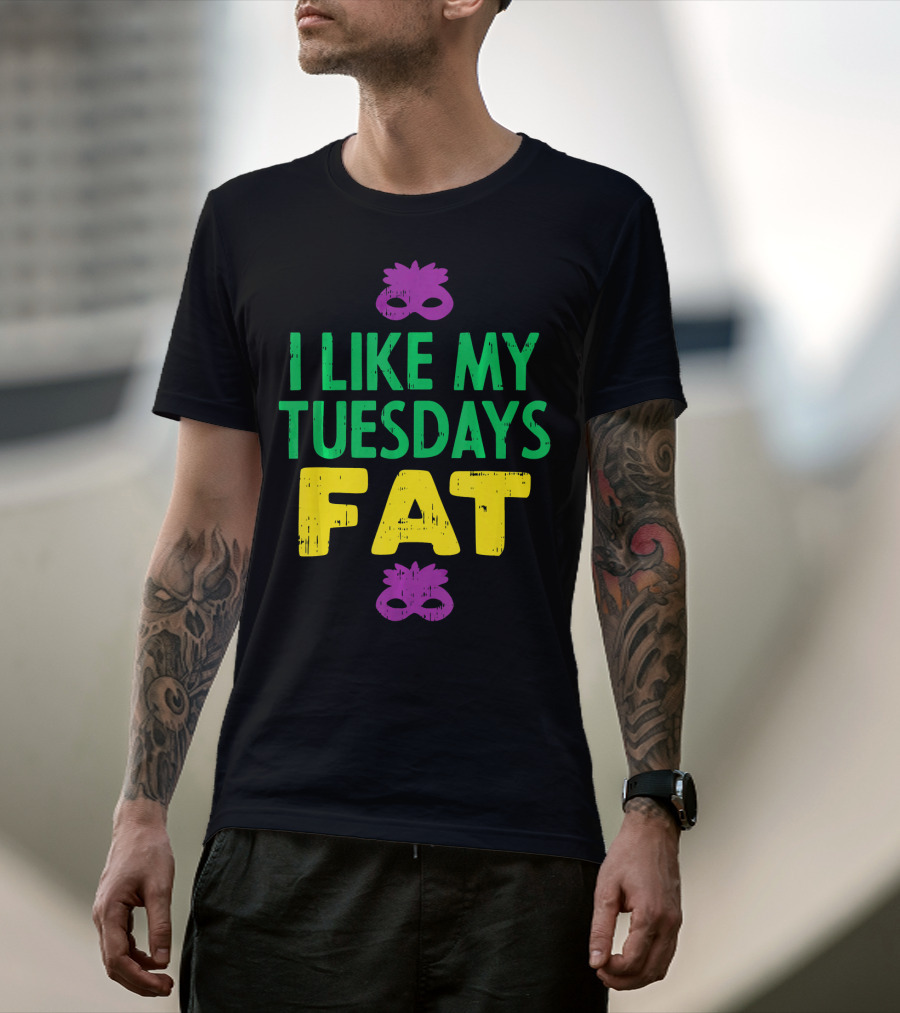 I Like My Tuesdays Fat Mardi Gras Jester Mask T-Shirt