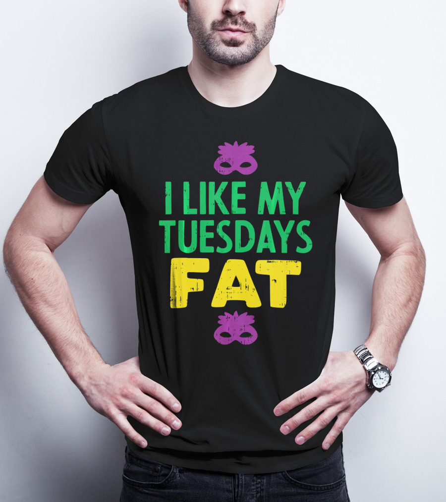 I Like My Tuesdays Fat Mardi Gras Jester Mask T-Shirt