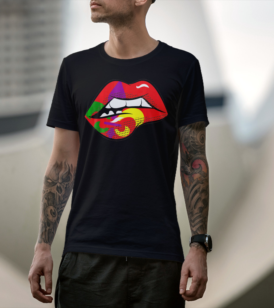 Mardi Gras Fleur De Lis Lips Party Pop T-Shirt