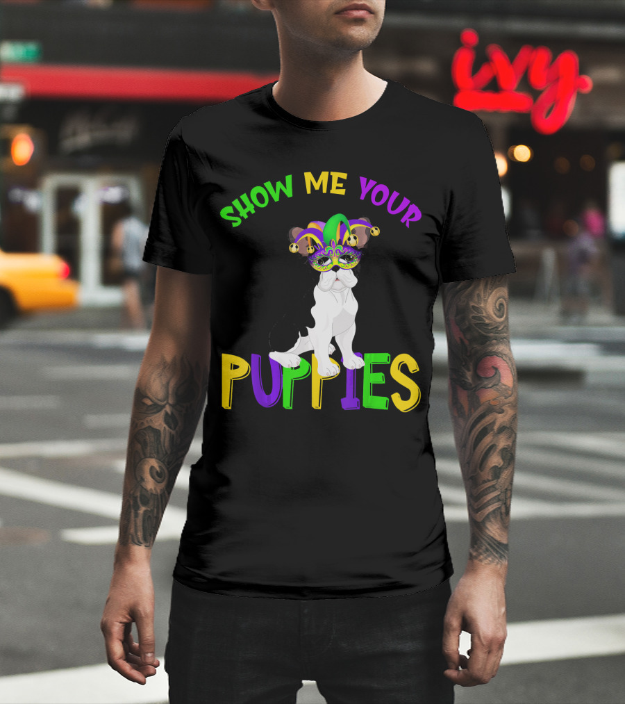 Show Me Your Puppies French Bulldogs Jester Hat T-Shirt