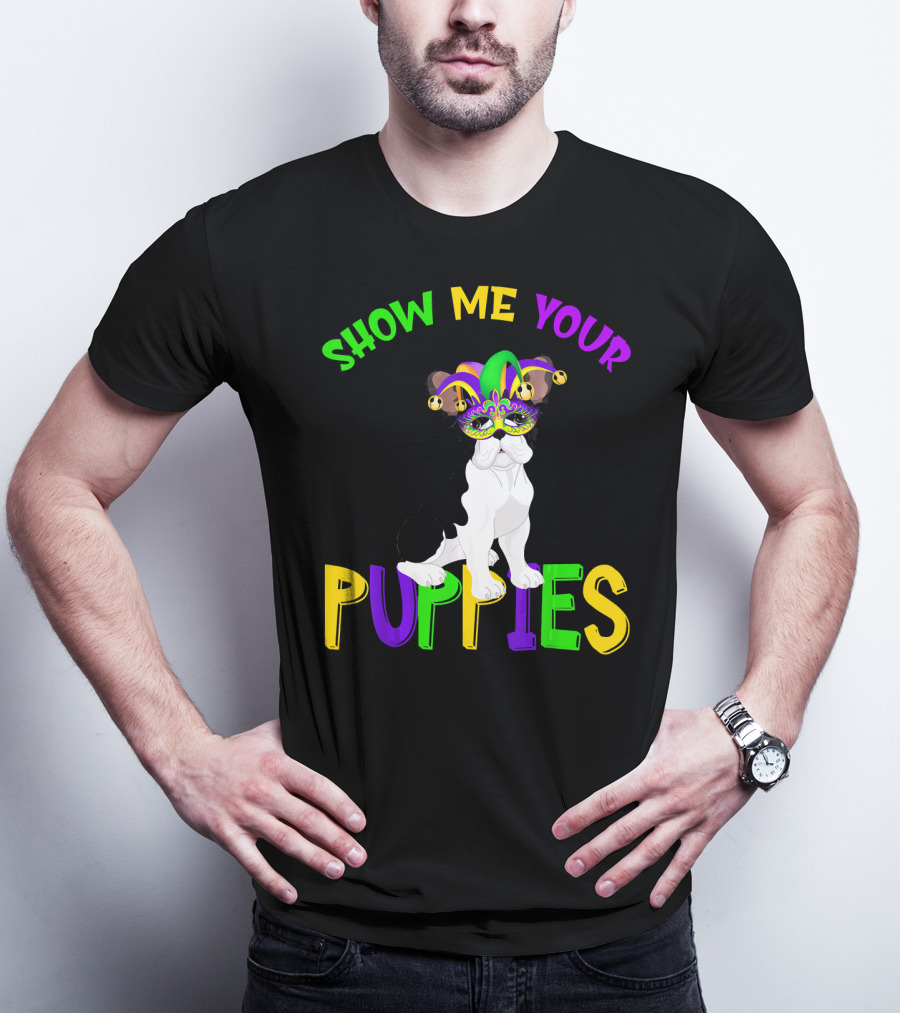 Show Me Your Puppies French Bulldogs Jester Hat T-Shirt