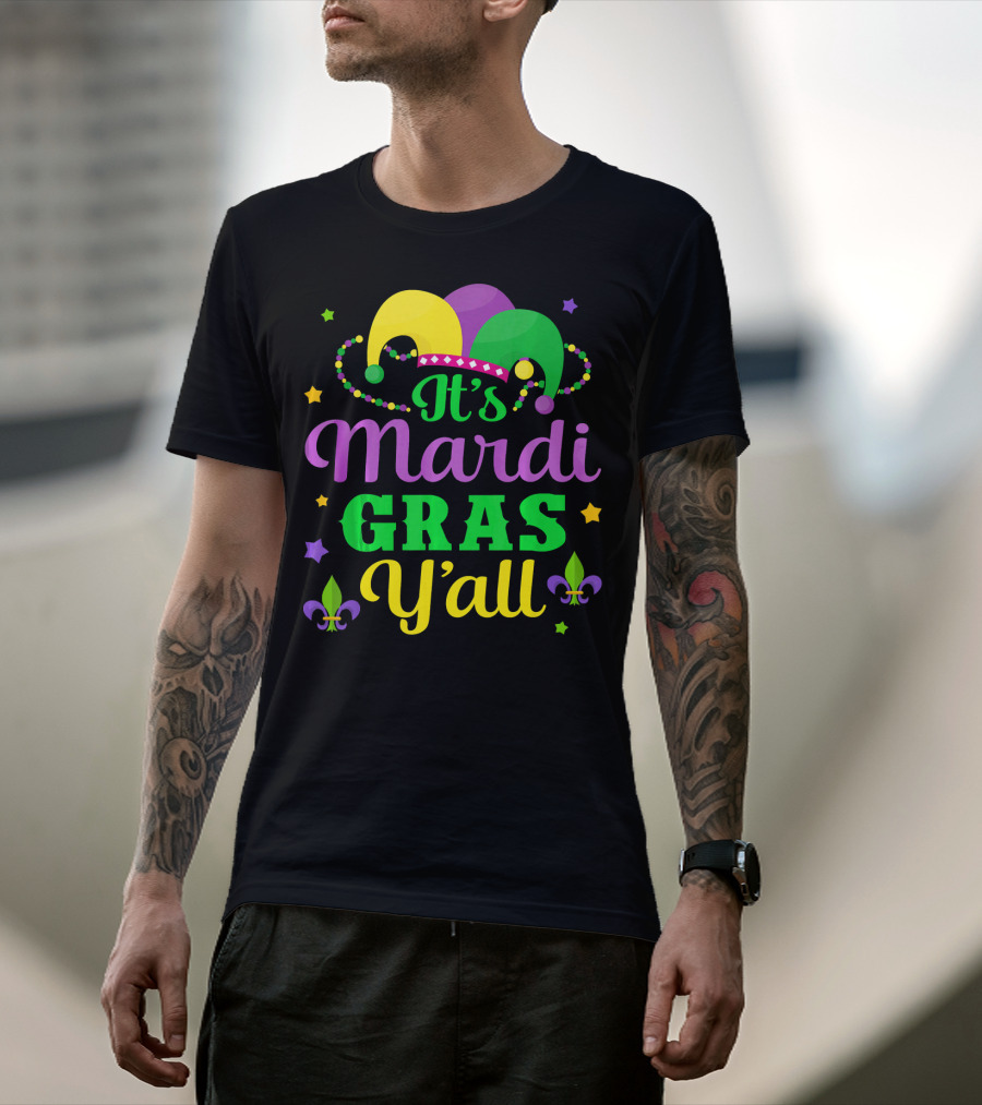 It's Mardi Gras Y'all Jester Hat Fleur-de-lis Stars T-Shirt