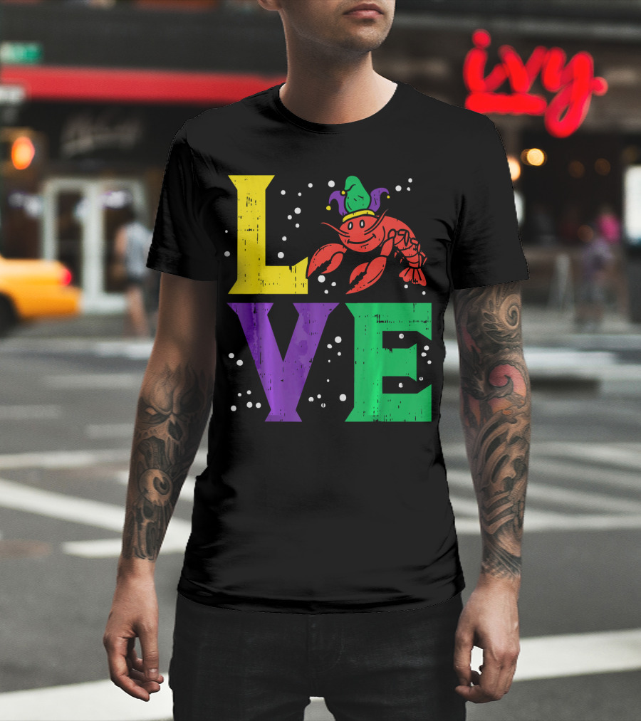 Love Crawfish Jester Hat Mardi Gras T-Shirt