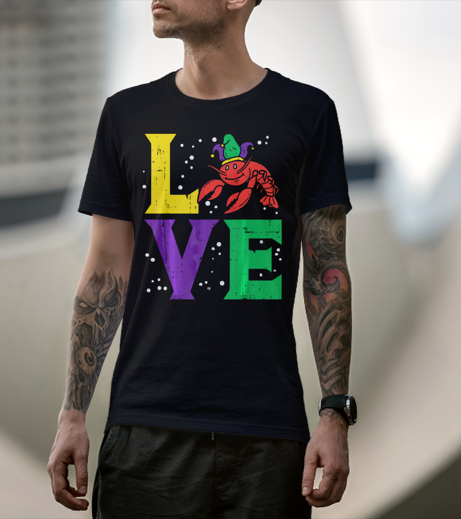 Love Crawfish Jester Hat Mardi Gras T-Shirt