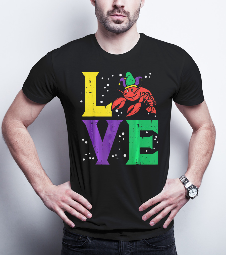 Love Crawfish Jester Hat Mardi Gras T-Shirt