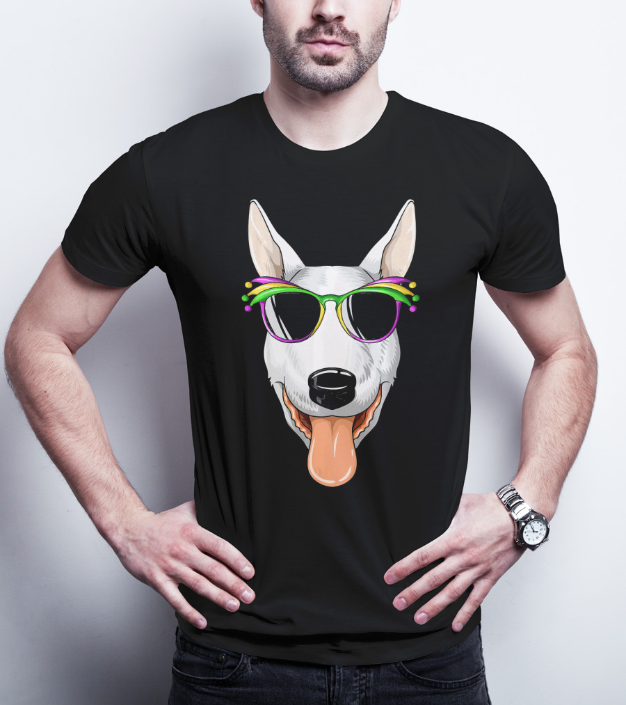 Bull Terrier Mardi Gras Carnival Sunglasses Mask T-Shirt