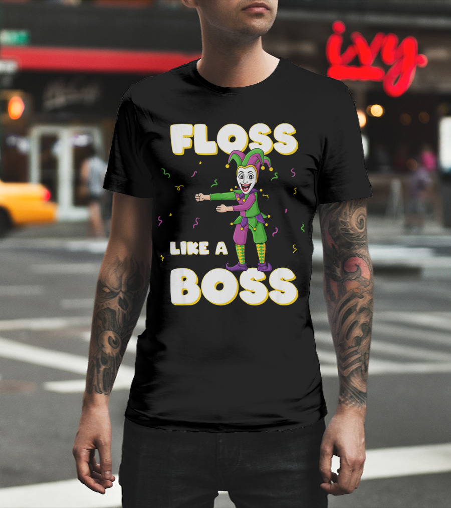 Floss Like A Boss Mardi Gras Joker Floss Jester Festive Dance T-Shirt