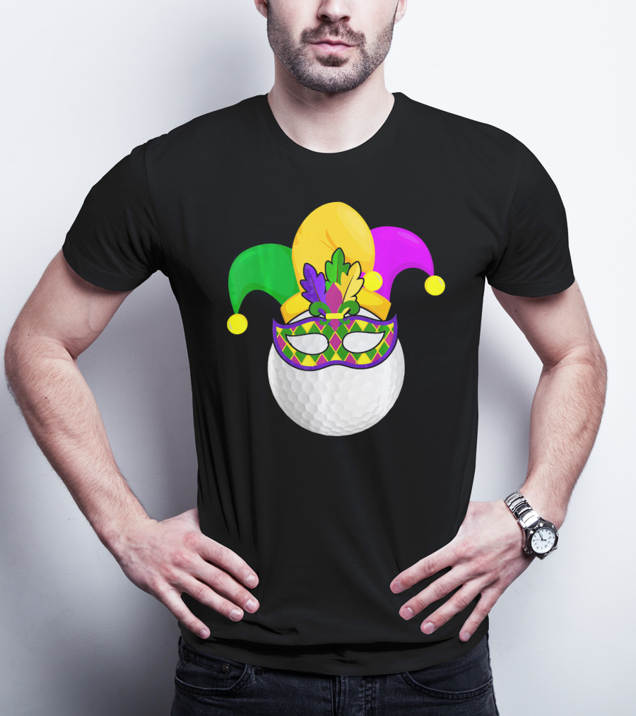 Golf Ball Mardi Gras Jester Hat Carnival Mask T-Shirt