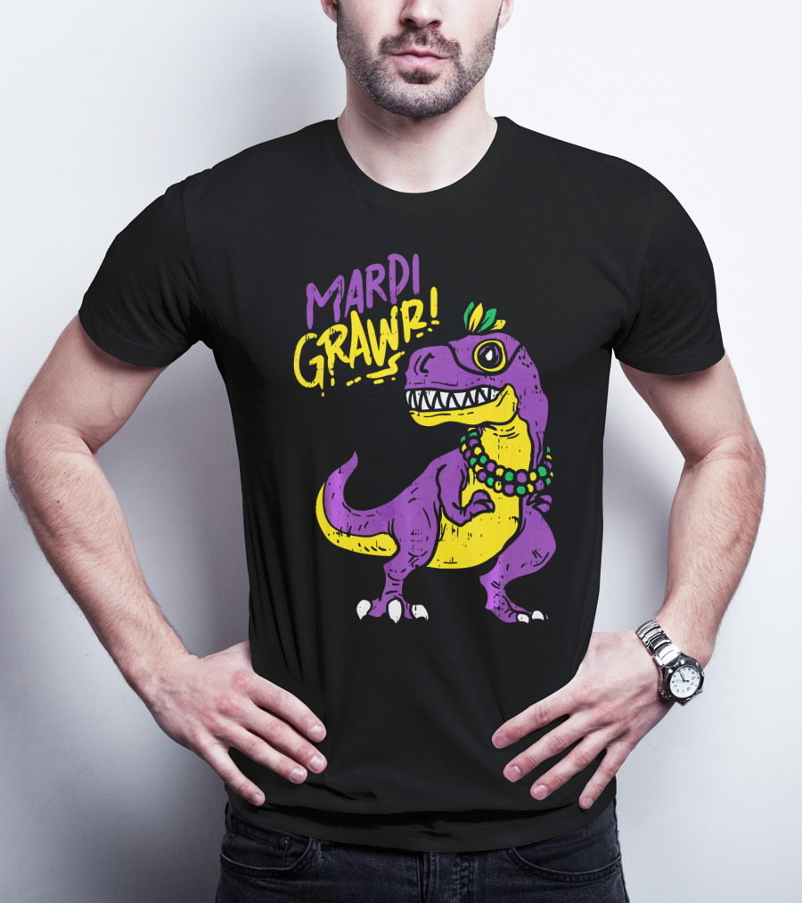 Mardi Grawr Rex Dinosaur Dino Mardi Grawr T-Shirt