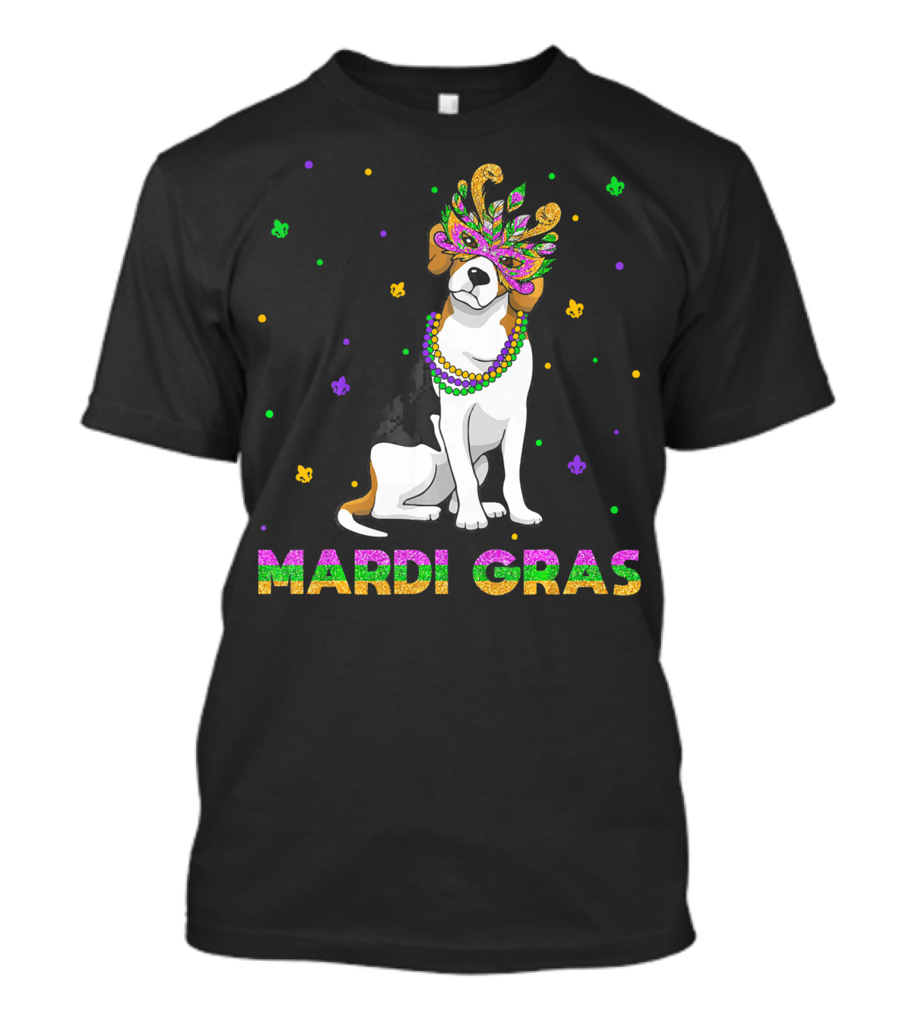 Jack Russell Terrier Mardi Gras Mask Beads Fun T-Shirt