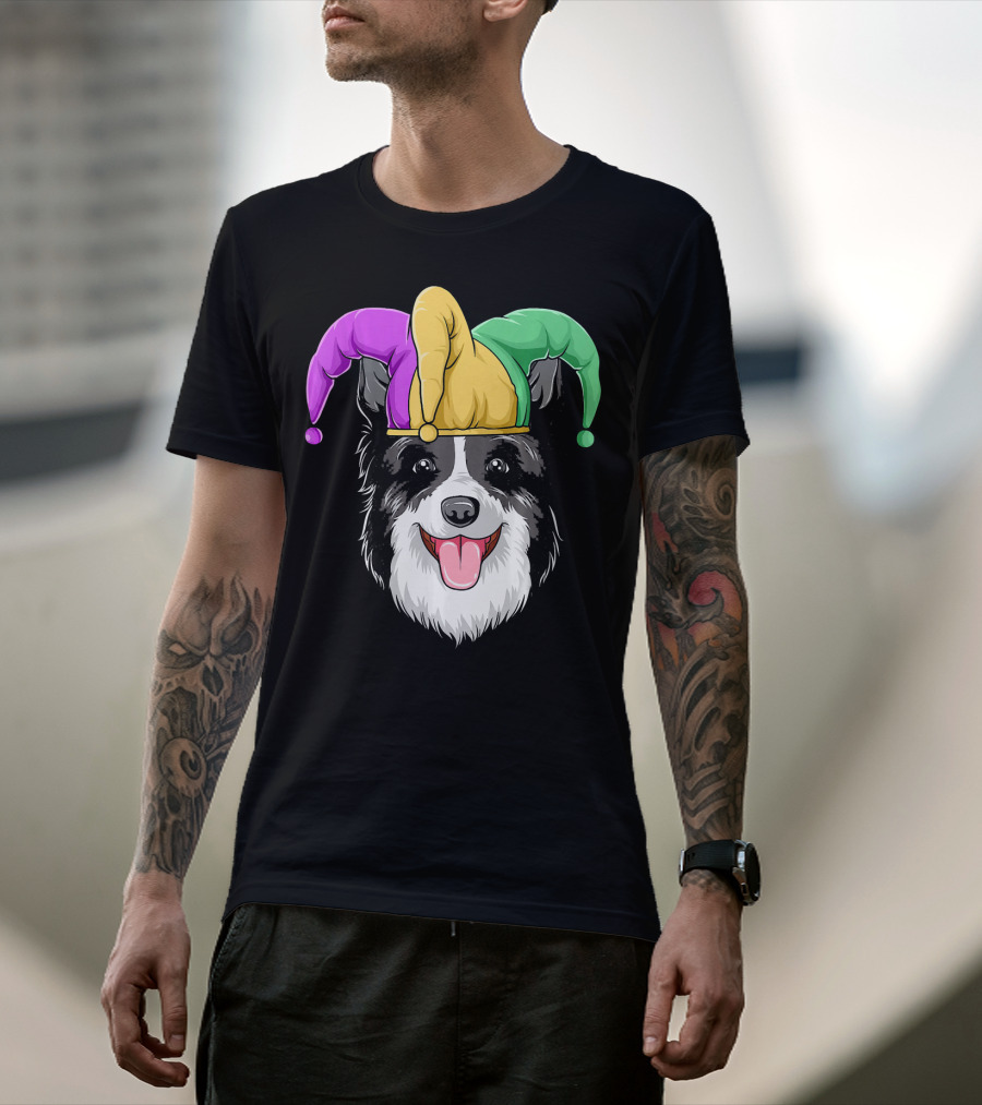 Mardi Gras Jester Hat Collie Carnival T-Shirt