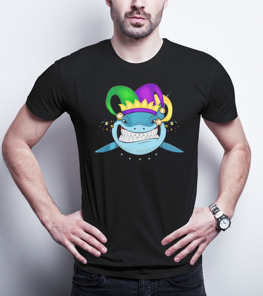 Shark Mardi Gras Jester Hat Festival For Boys And Girls T-Shirt