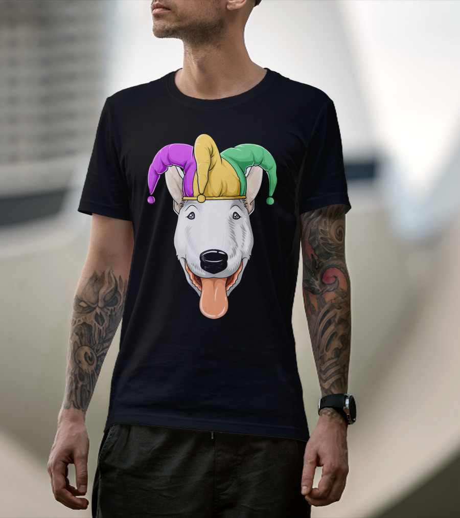 Mardi Gras Bull Terrier Jester Hat Carnival Bul T-Shirt