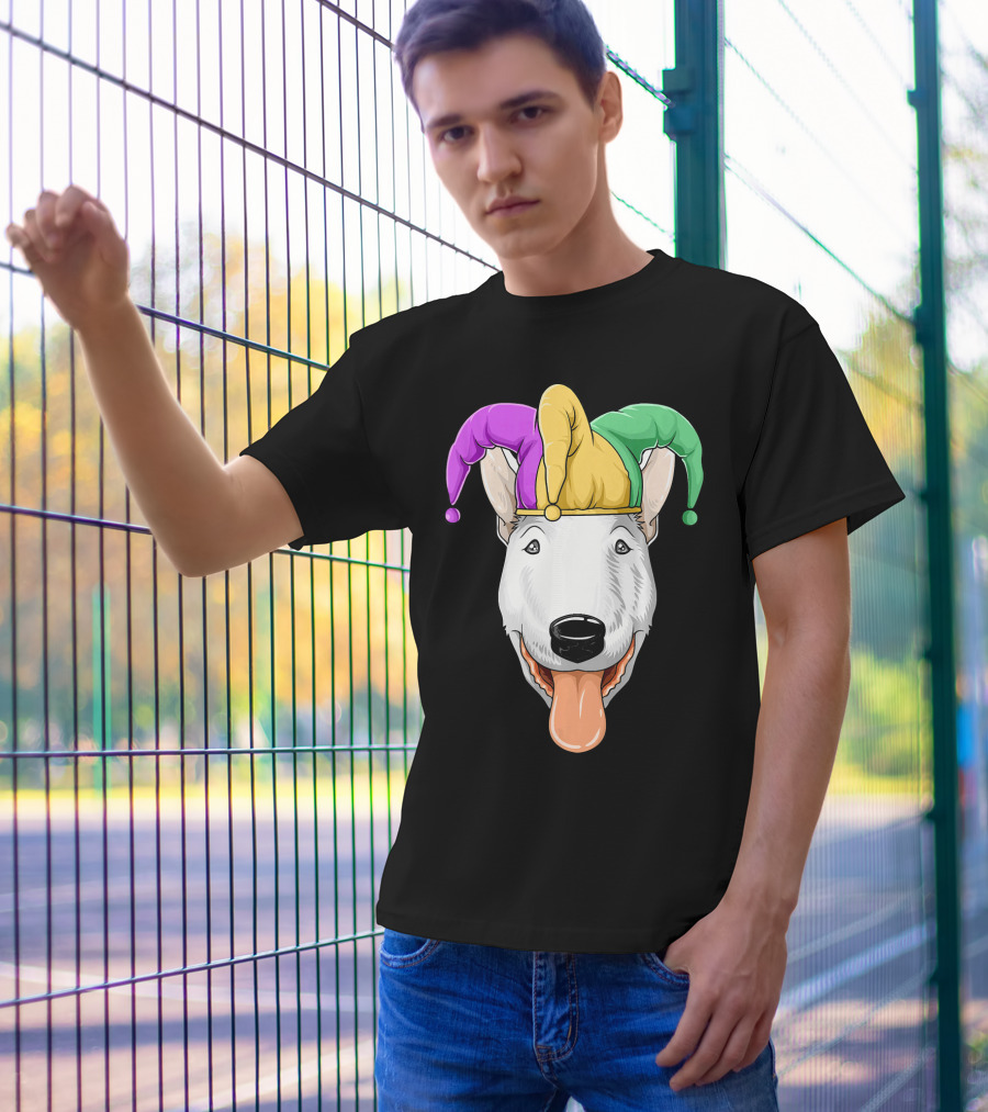 Mardi Gras Bull Terrier Jester Hat Carnival Bul T-Shirt