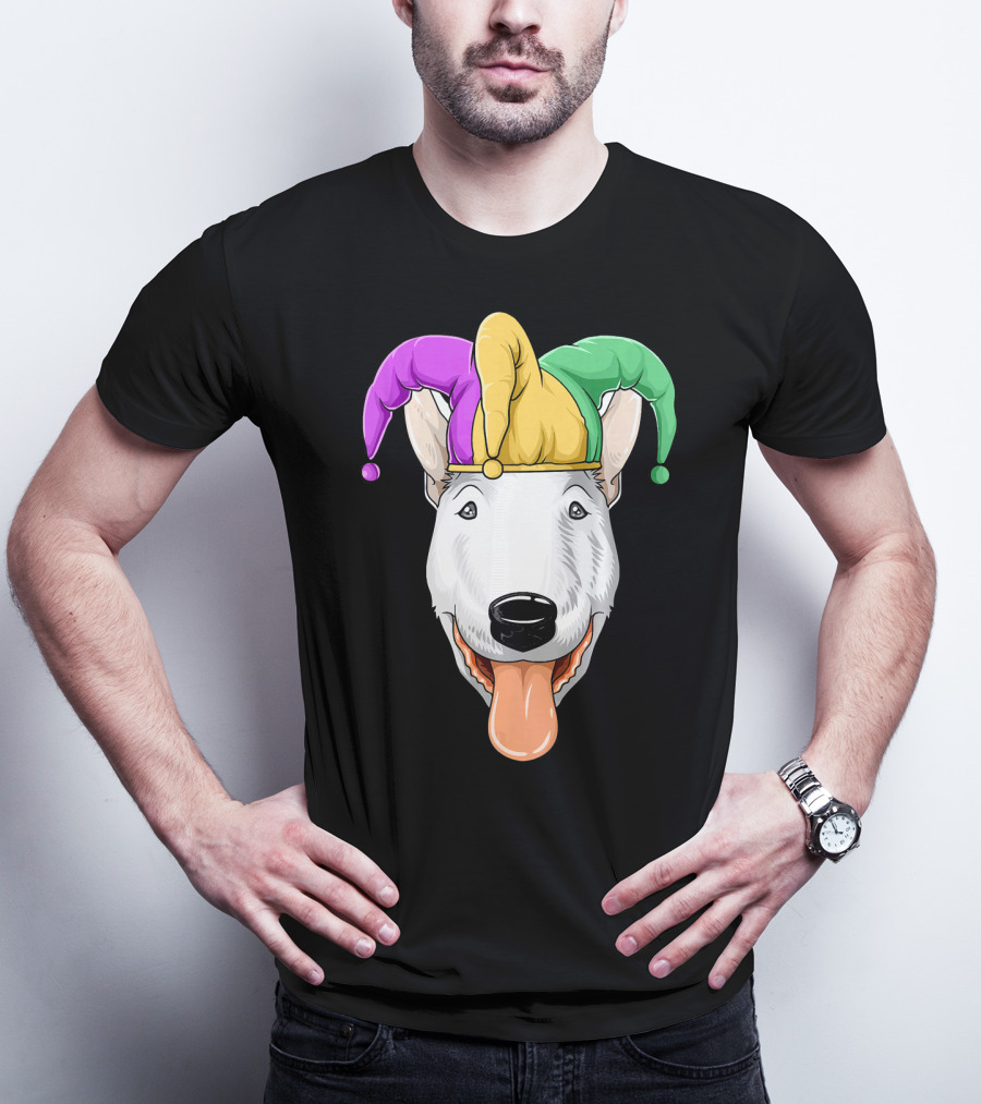 Mardi Gras Bull Terrier Jester Hat Carnival Bul T-Shirt
