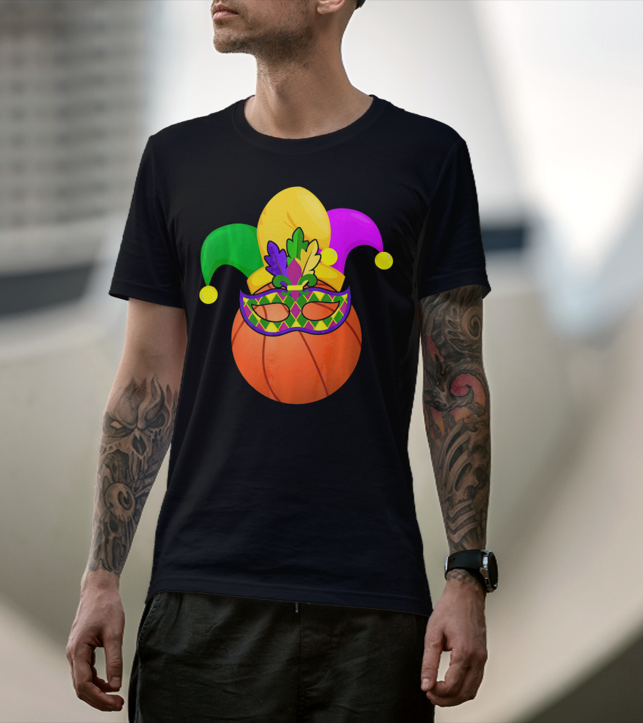 Basketball Carnival Mardi Gras Mask Jester Hat T-Shirt