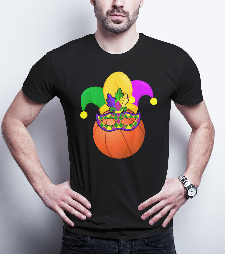 Basketball Carnival Mardi Gras Mask Jester Hat T-Shirt