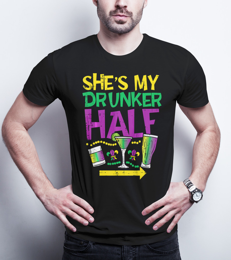 She's My Drunker Half Couple Matching Drink Icons T-Shirt