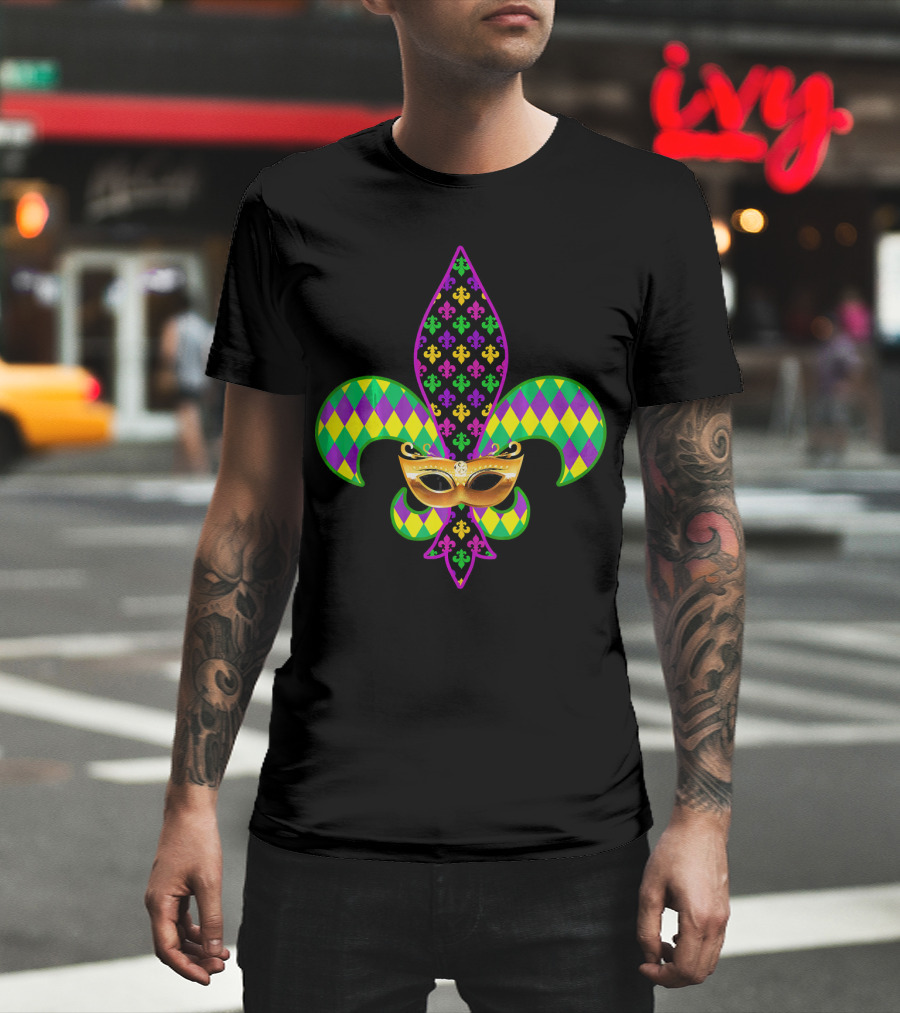 Fleur De Lis Mardi Gras Mask New Orleans T-Shirt