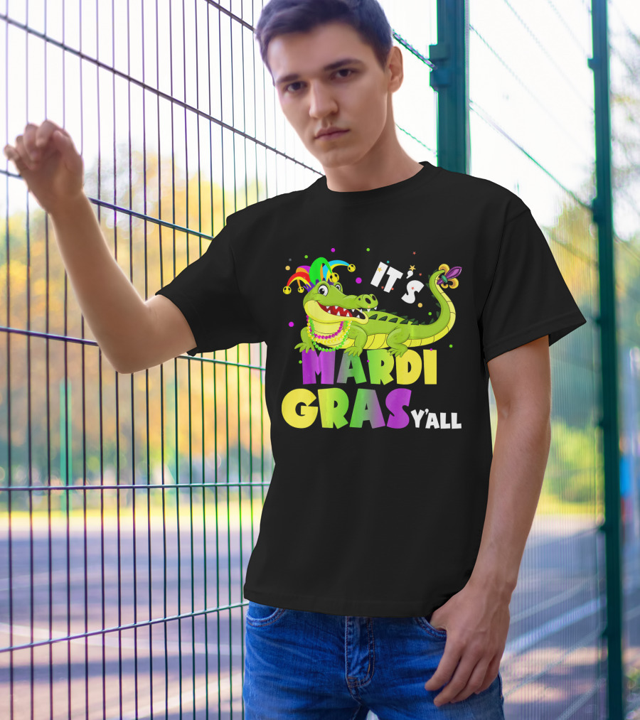 It's Mardi Gras Y'all Funny Alligator Crocodile T-Shirt
