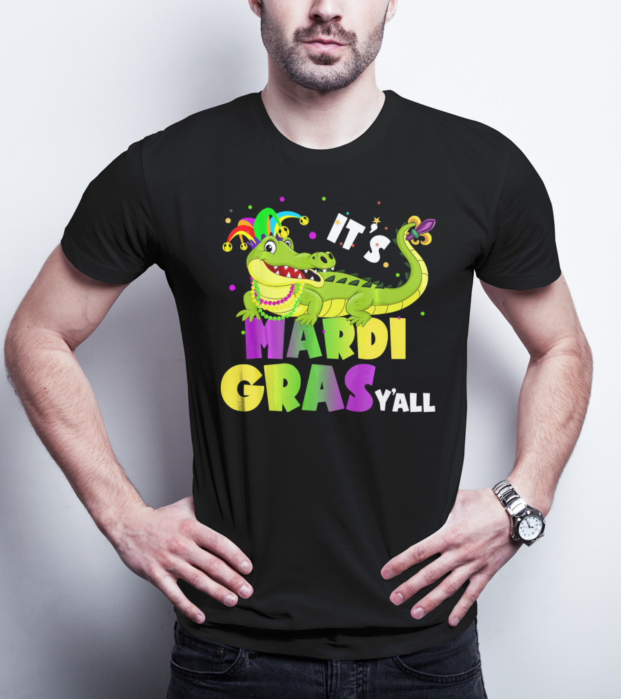It's Mardi Gras Y'all Funny Alligator Crocodile T-Shirt