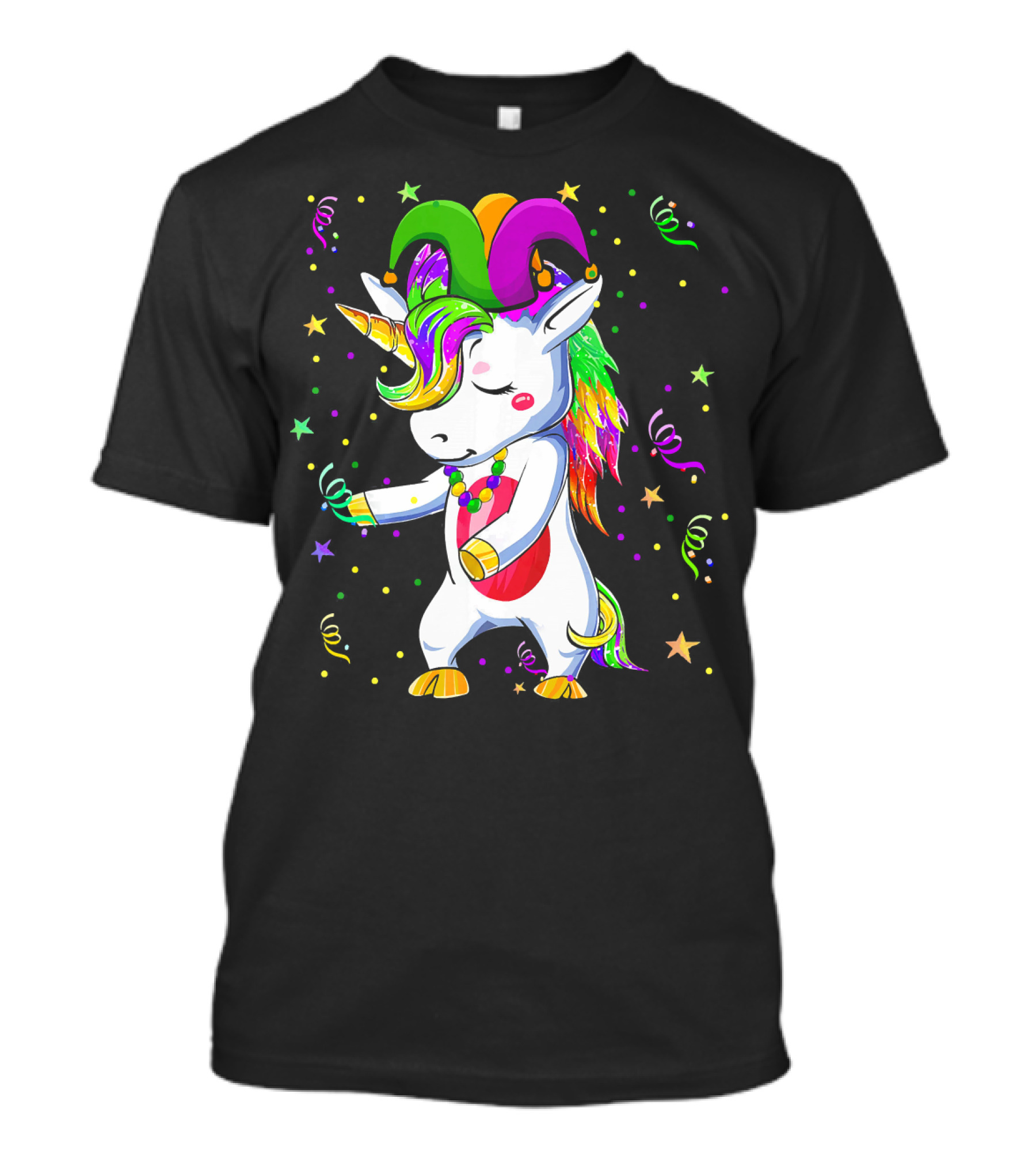 Flossing Unicorn Mardi Gras Jester Costume Dance T-Shirt